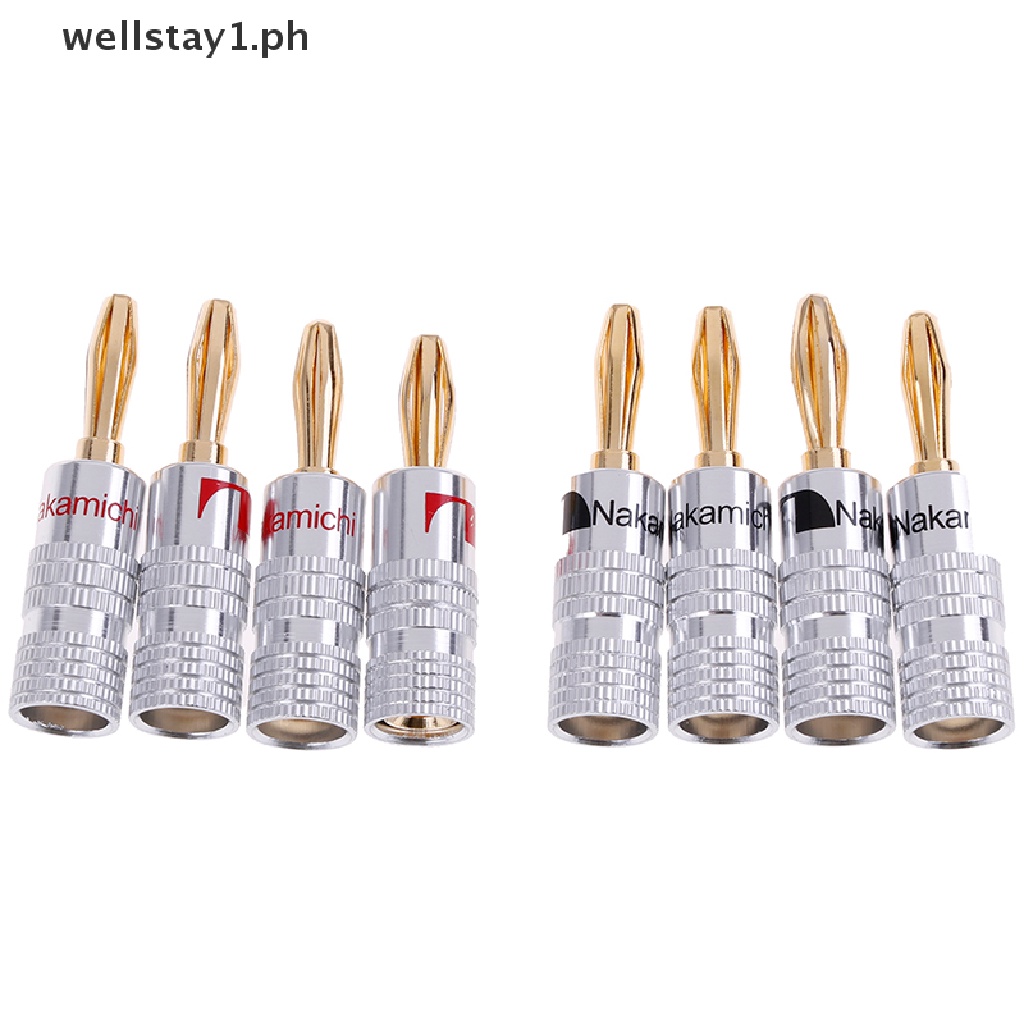 [wellstay1] 4pcs 2pairs 24K Gold Plated Speaker banana plug Audio Jack connector [PH] | Shopee ...