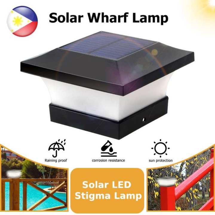 Solar Waterproof LED Post Cap Lights Outdoor Column Headlight Pillar ...