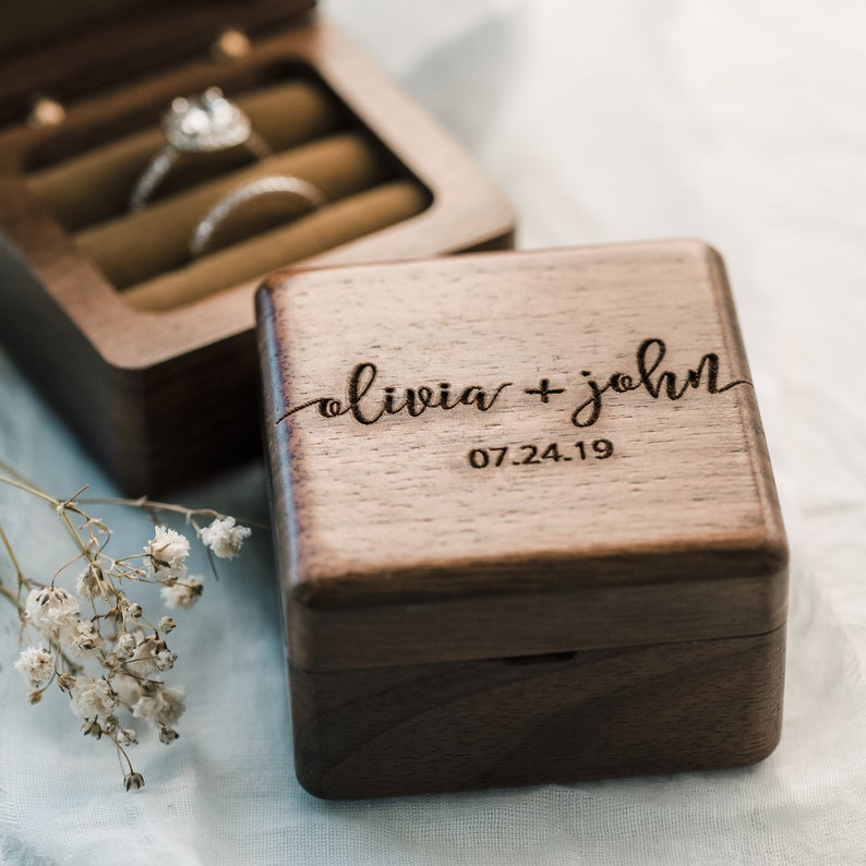 Personalized Ring Box - Wedding Ring Bearer Box - Engagement Ring Box ...