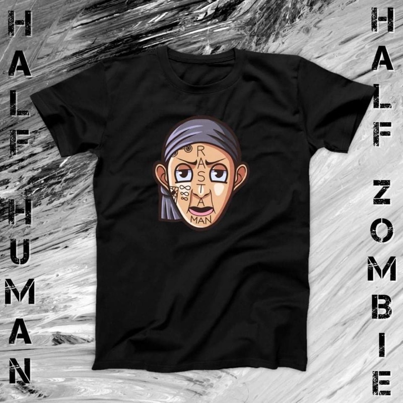RASTAMAN HALF HUMAN HALF ZOMBIE AESTHETIC STATEMENT TEES UNISEX TSHIRT ...
