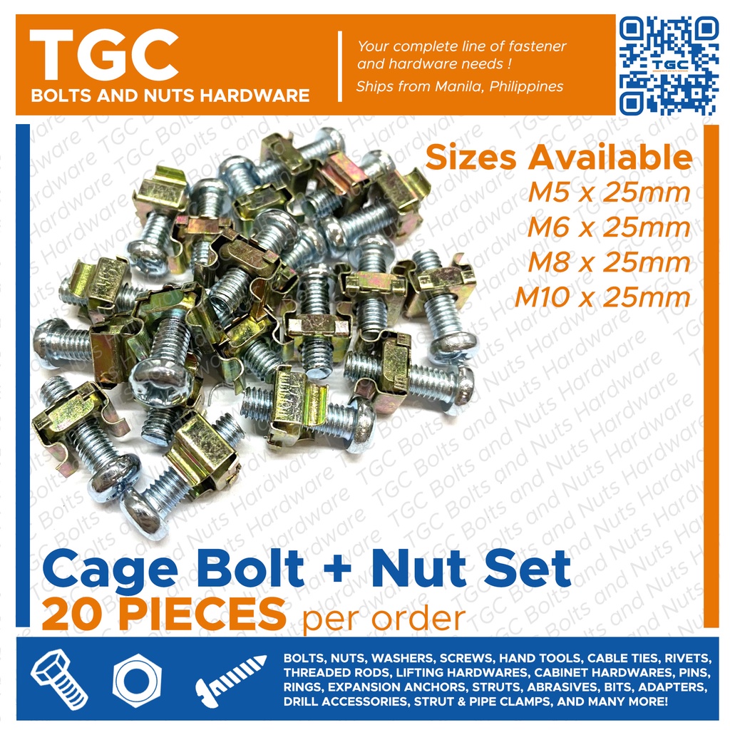＞20PCS Cage Bolt and Nut M5 x 25 mm also called Server Rack Screw M 5 ...