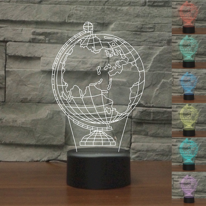 Globe Shape Night Light 7 Colors Gradient Geek Gift USB LED Table Lamp ...