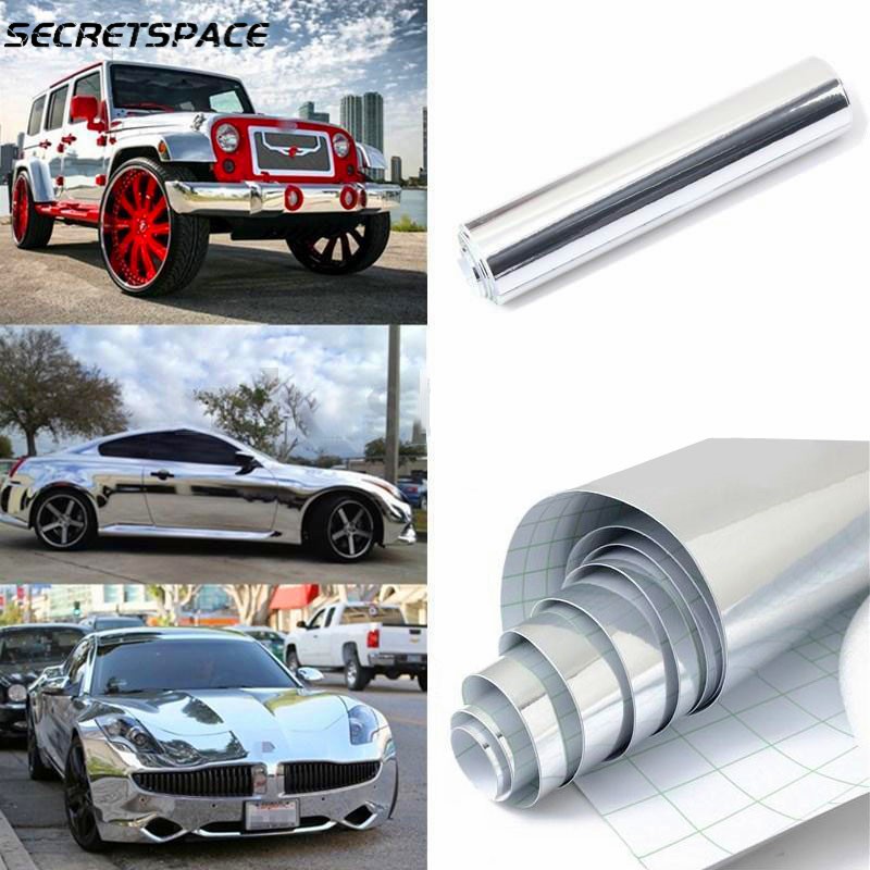 ST| 0.2X1.52M Silver Chrome Mirror Vinyl Wrap Film Car Sticker Decal ...
