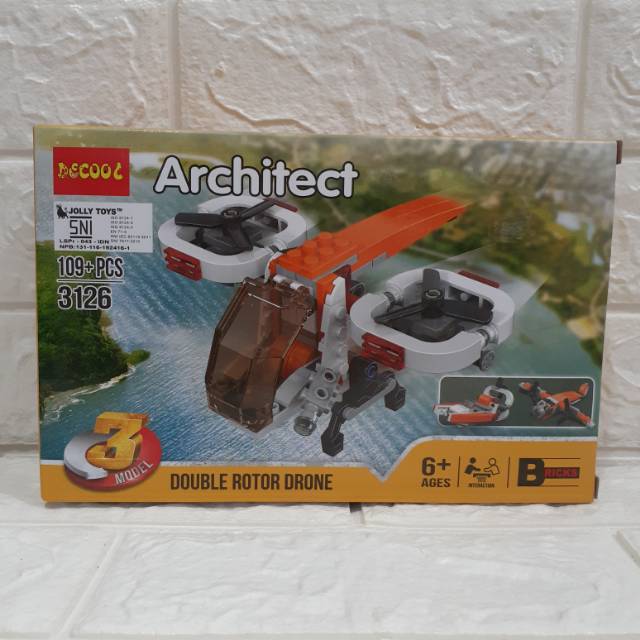 Brick Block Decool Architect Double Rotor Drone 3 In 1 No.3126 | Shopee Philippines