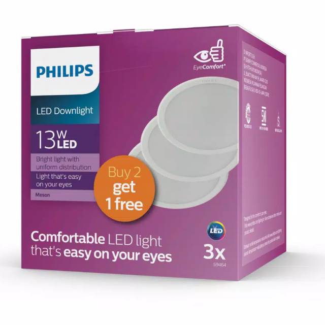 PUTIH Philips DOWNLIGHT LED MESON 13 WATT MULTIPACK WHITE | Shopee Philippines