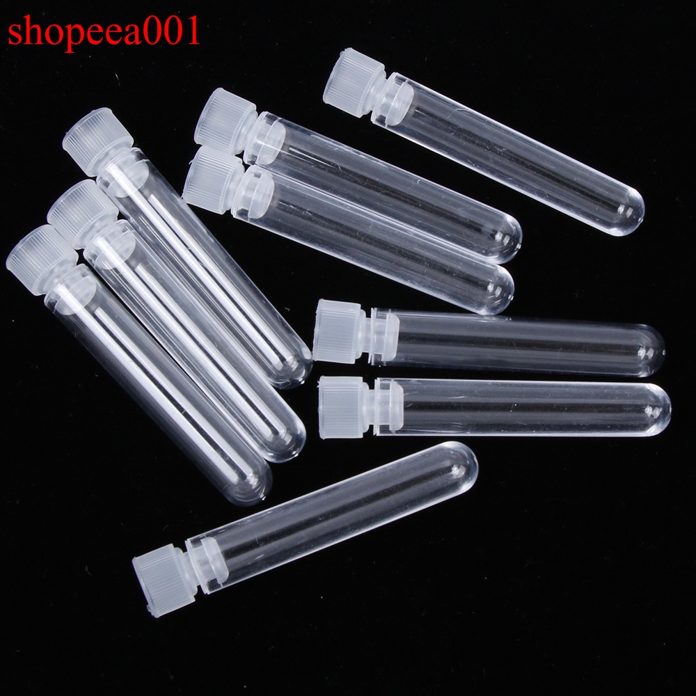 SHOPEEA001 10 stks clear plastic test tube with cap - shaped bottom ...