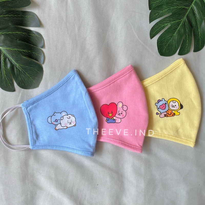 KATUN Theeve BT21 BTS FABRIC MASK | Korean Kpop Earloop 2 Ply Cotton ...