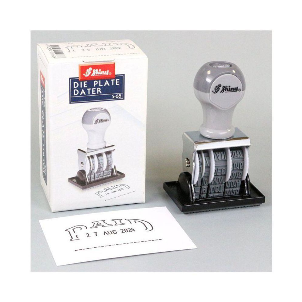 SHINY "PAID" S-68 RUBBER STAMP WITH DATE COP GETAH PAID (DIE PLATE DATE ...