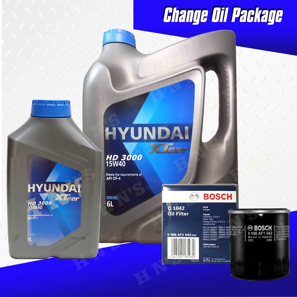 Hyundai XTeer Diesel HD 3000 15W-40 Multigrade Motor Oil Change Package ...