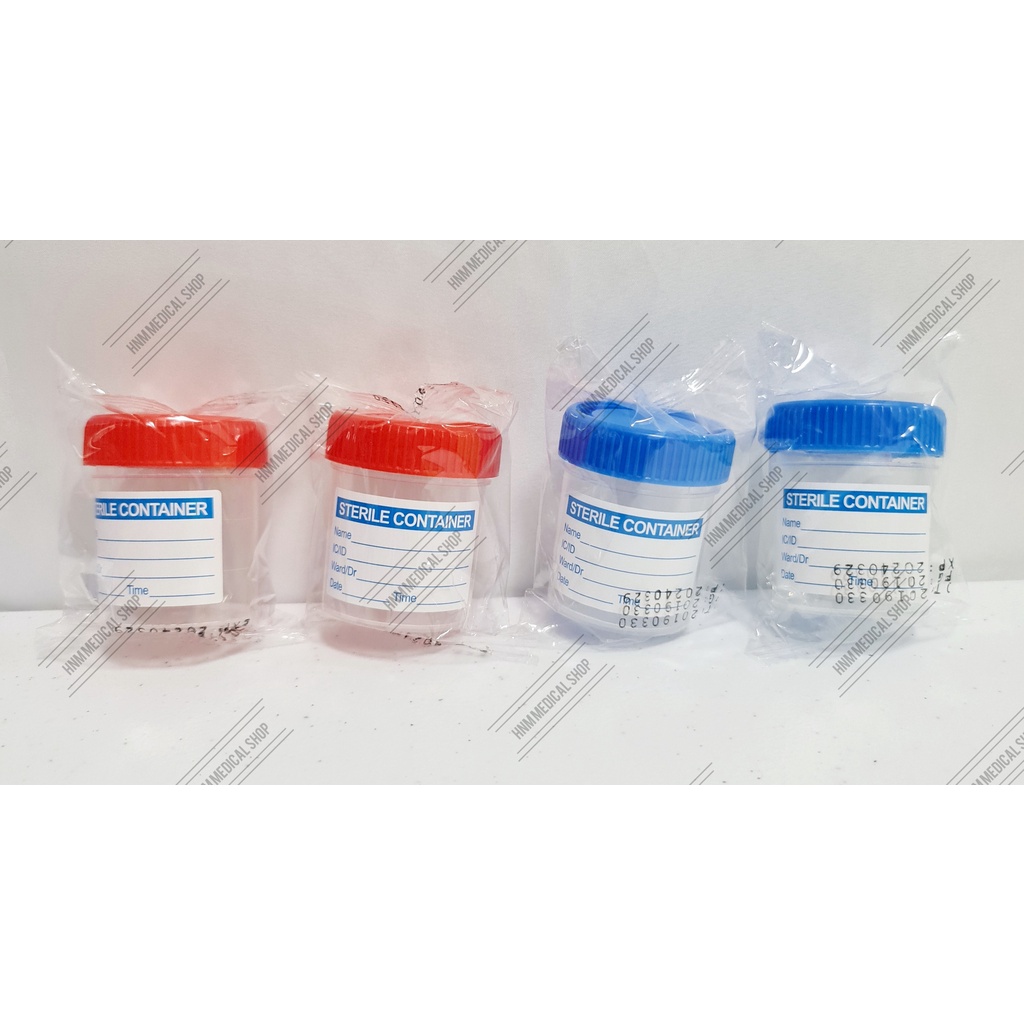 Specimen Cup 60ml Sterile (Blue, Red) | Shopee Philippines