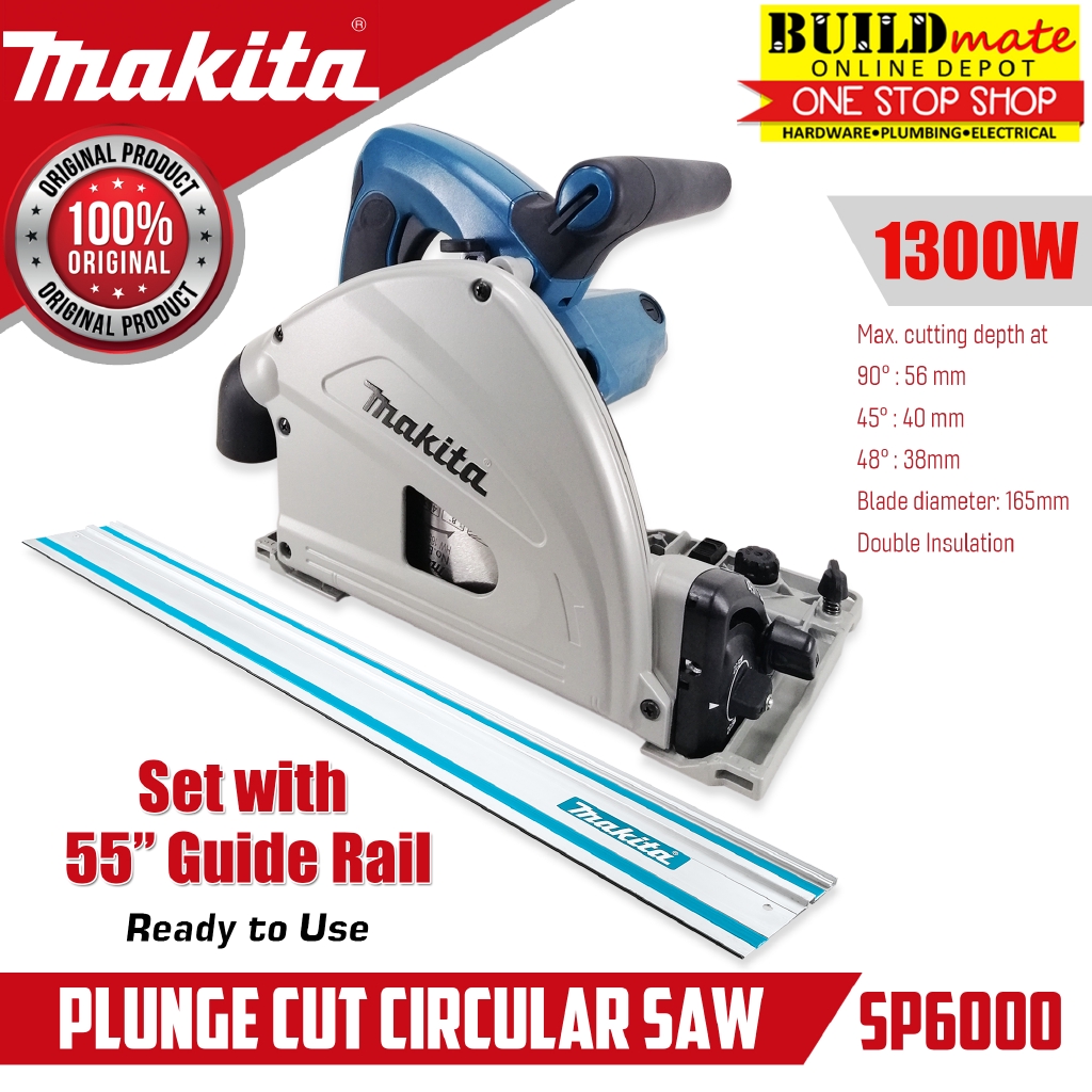 MAKITA SET Plunge Cut Circular Saw SP6000 with 55" Guide Rail 1943685 ...