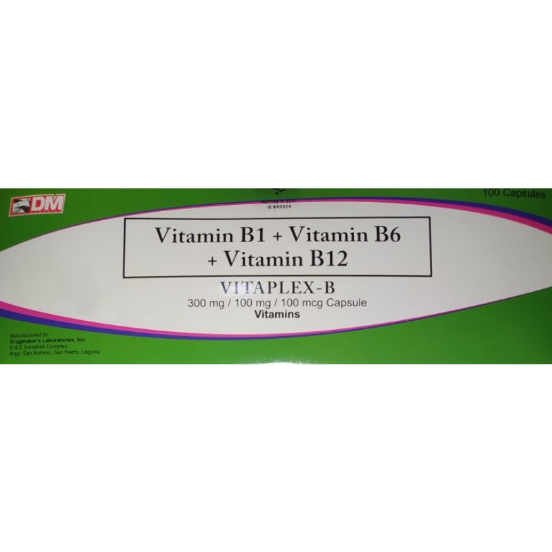 Vitaplex B B-Complex 300mg/100mg/100mcg 100 Capsules (sold per box) | Shopee Philippines
