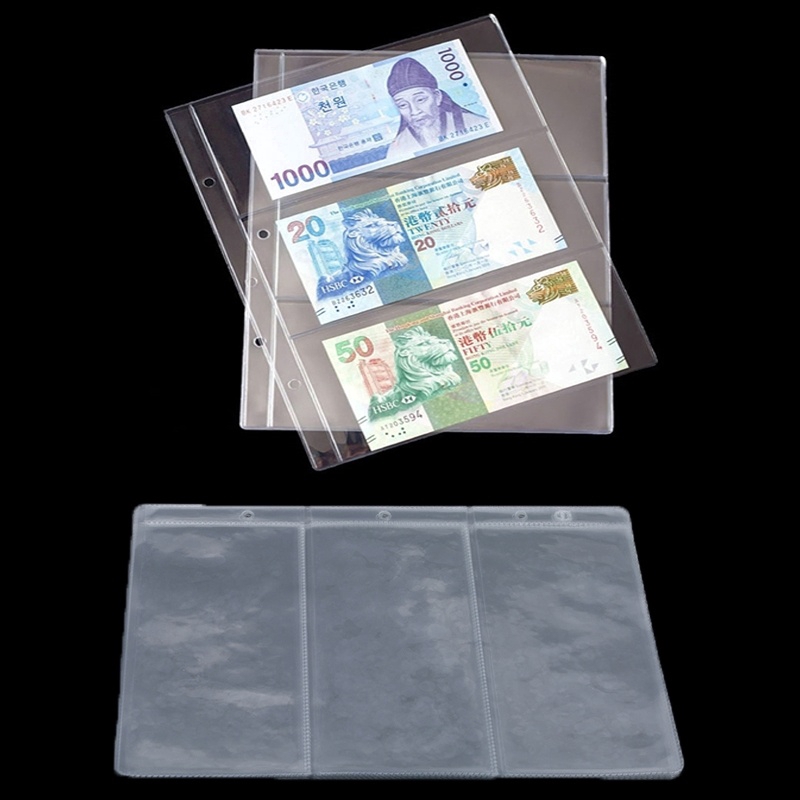 10 Pcs/Pack 3-Hole Money Bill Note Currency Holder Booklet Banknote ...