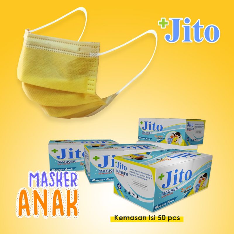 Jito Yellow Children's Mask Box Of 50pcs - Earloop 3-layer Mask ...