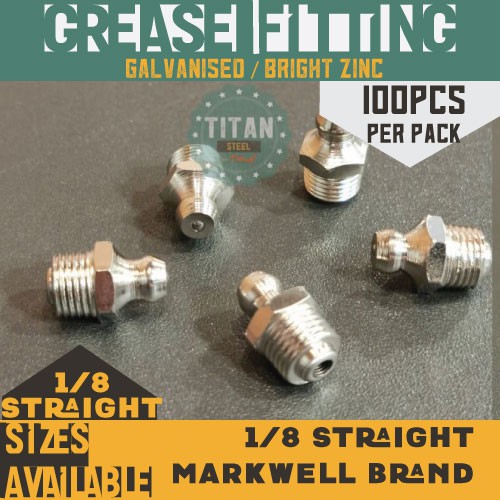 1 box (100pcs) - Grease Fitting 1/8 Straight (Markwell brand) aka ...
