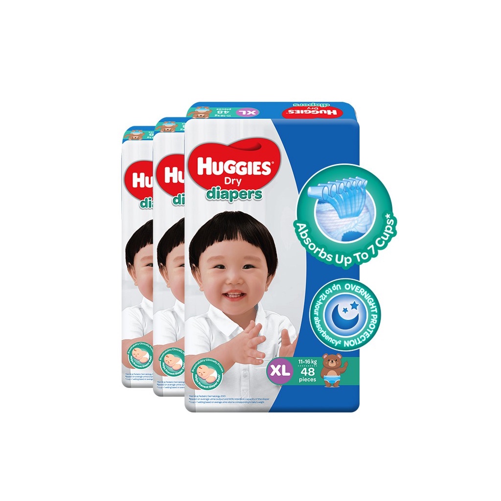 Huggies Dry Diapers XL 3 packs 144 Pieces | Shopee Philippines