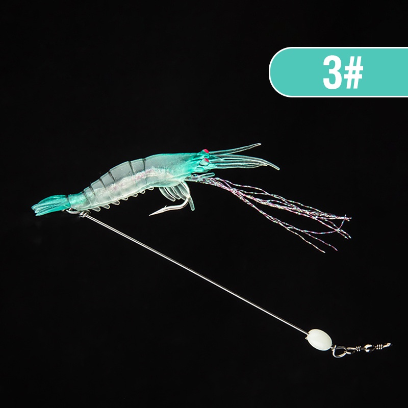 4cm Soft Fishing Luminous Shrimp Lure With Hook Swivel Beads Artificial Silicone Glow Fishing ...