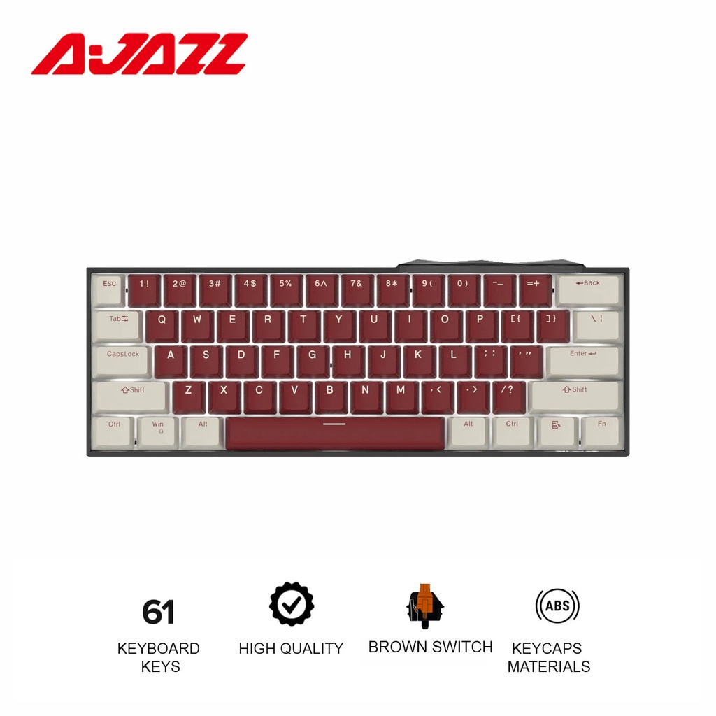 Ajazz K610T 61 Keys 60% Three-Mode Mini Wireless Keyboard with Double ...