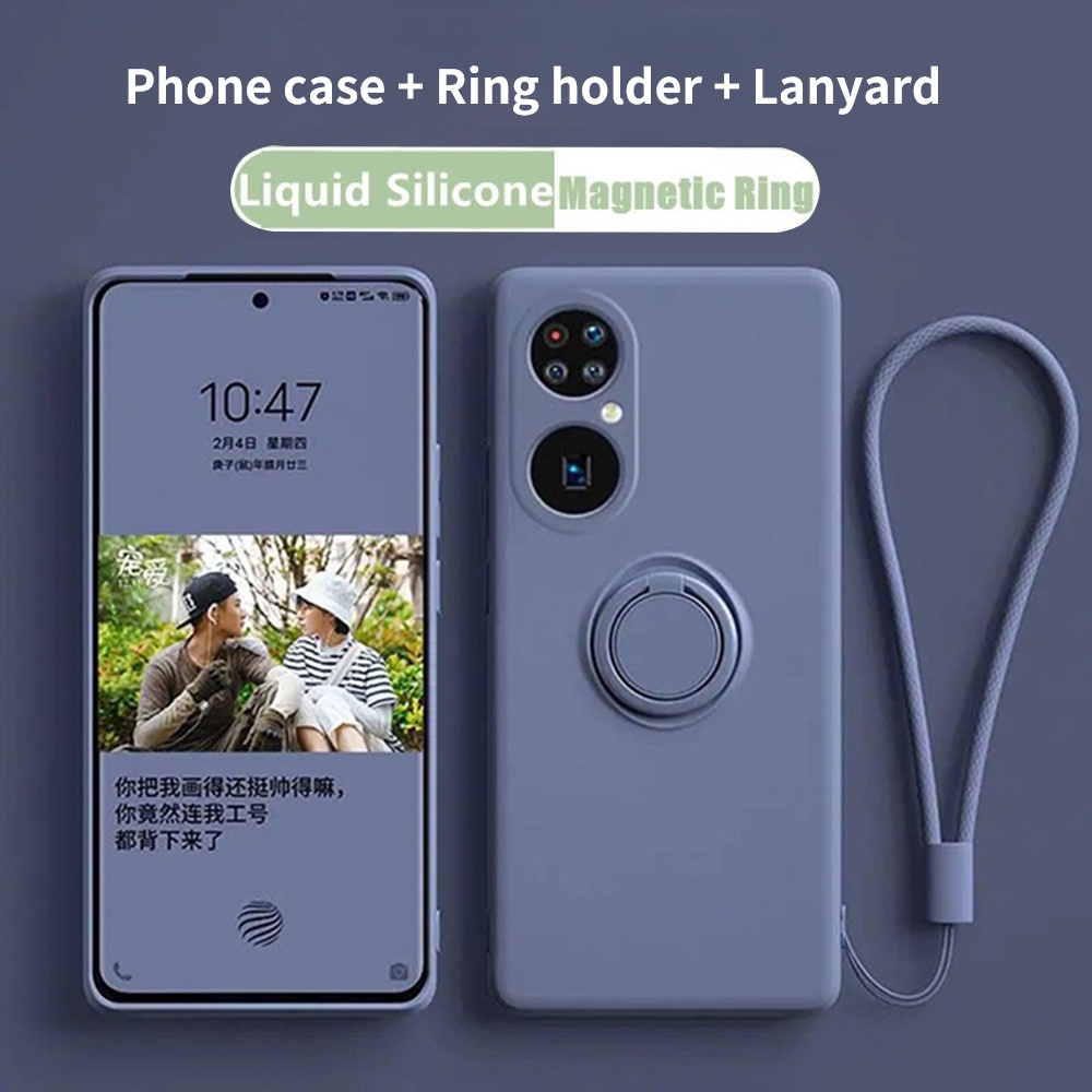 Huawei Nova 9 SE Ring Holder Liquid Silicone Phone Cover For Huawei ...