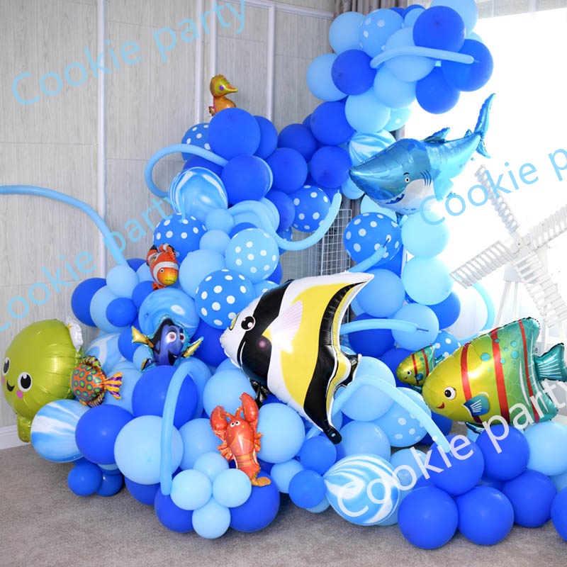 Large Sea Animals Foil Balloons Latex Balloon Shark Fish Ocean Theme ...