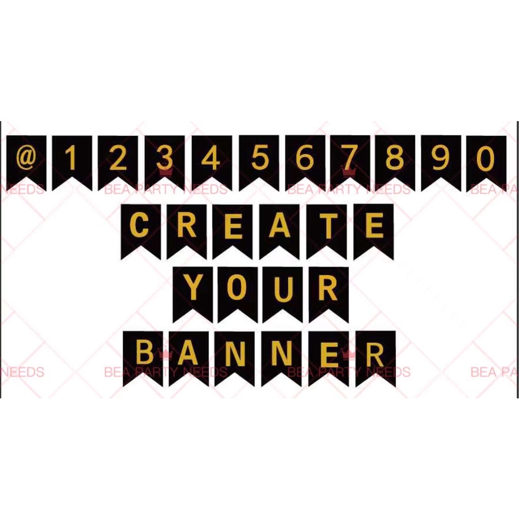 Customize banner DIY black Letter Banner Gold DIY Letter Banner [may ...