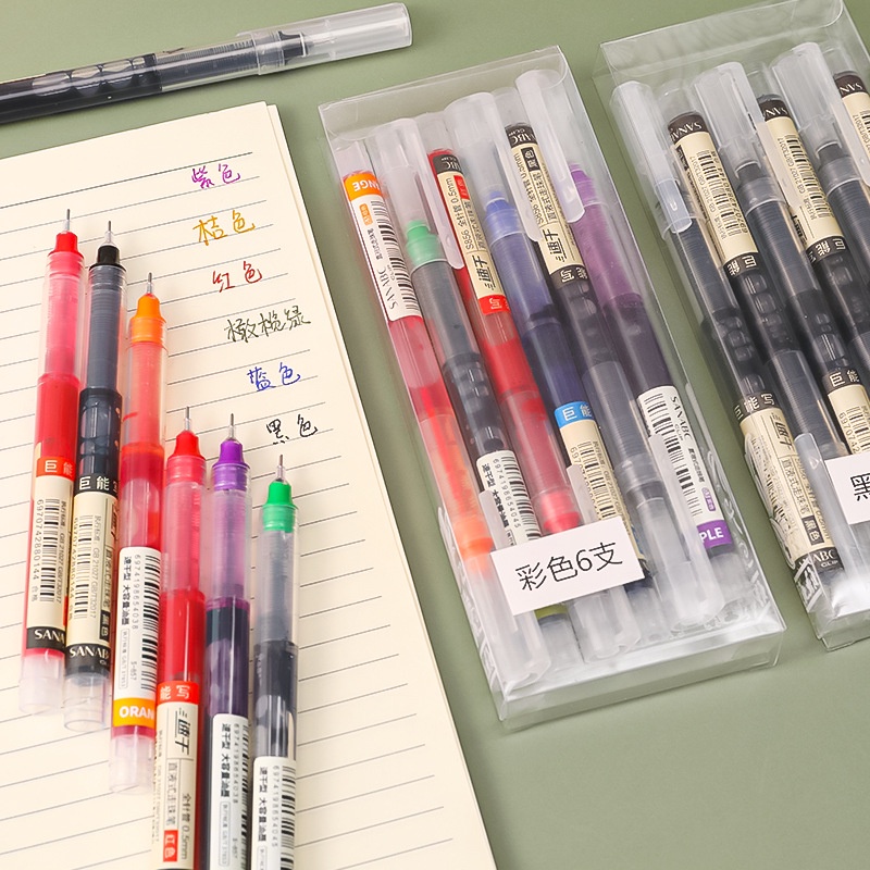 Straight liquid Gel Pen Set Colorful Liquid Roller Pen 0.5mm Rollerball ...