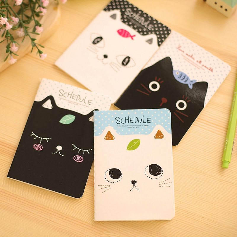 1pcs Mini Diary Book Cute Cat Binding Notebook Portable Planner Memo ...