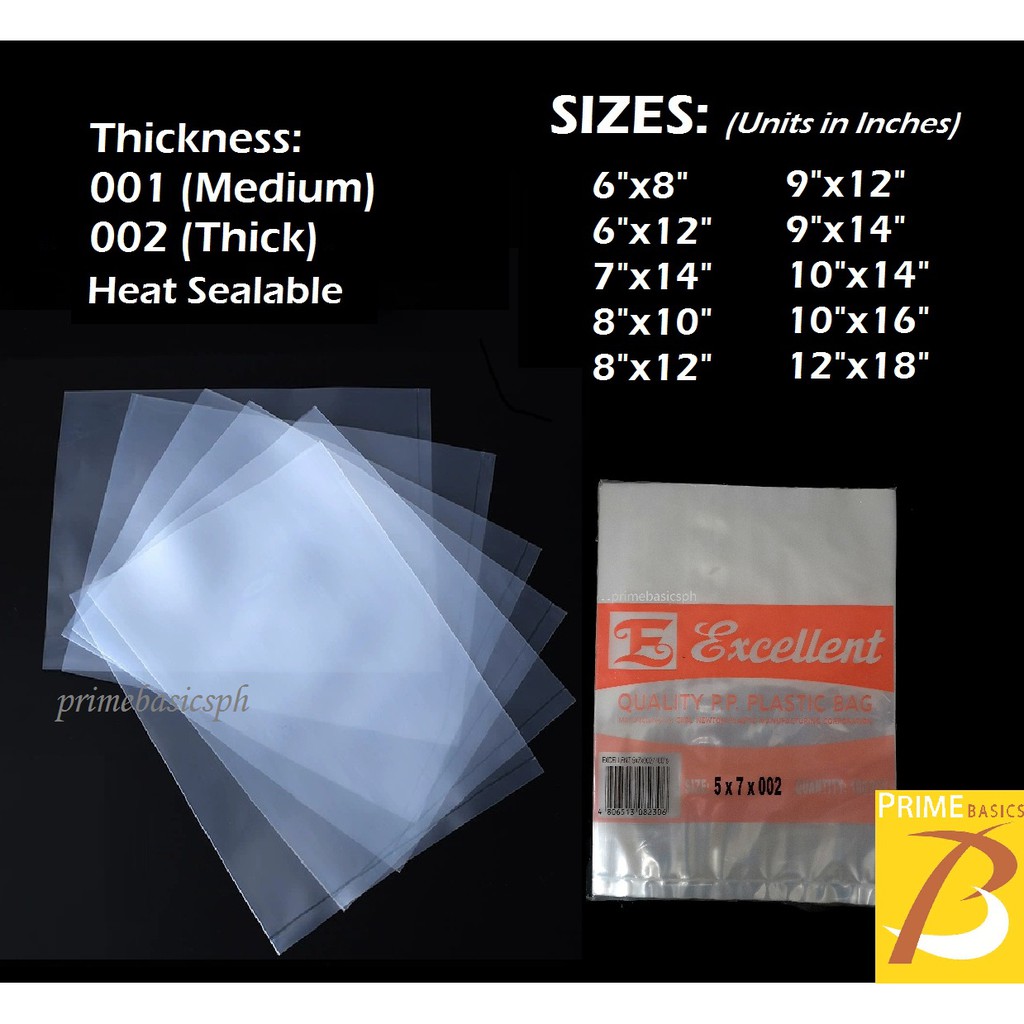 Clear PP Plastic Bag (6 -12 inches) 100pcs Food Grade Heat Sealable for ...