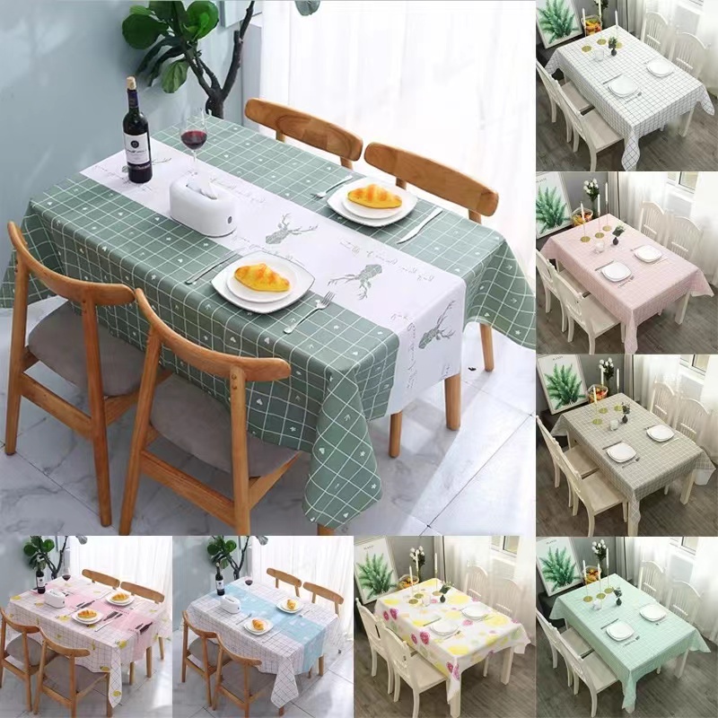 Waterproof Washable Tablecloth Plain Dyed Table Cover Rectangle Desk ...
