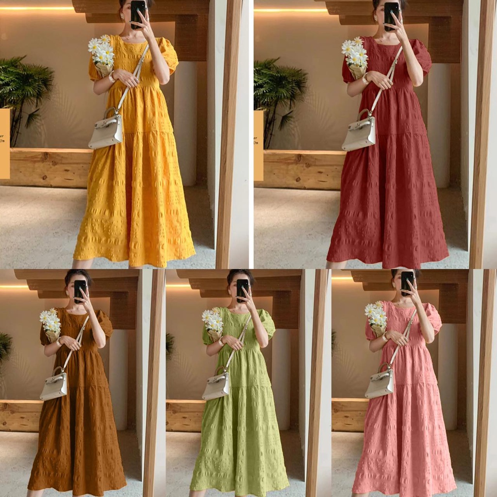 A2995 EZ Fashion Flounce Solid Babydoll Dress | Shopee Philippines