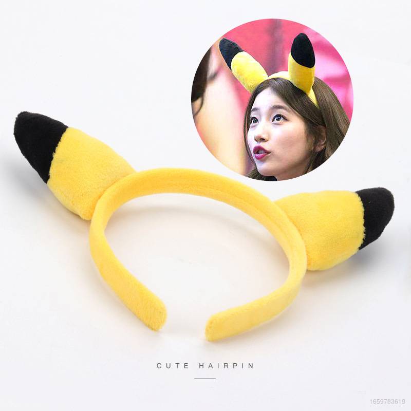YB1 Pikachu hair band cartoon girls Internet red clip fluffy headband ...