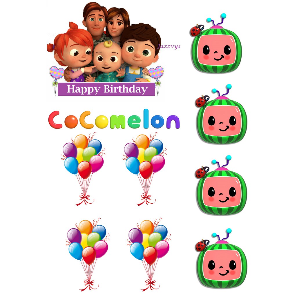 Cocomelon Cake Topper Cupcake Themed Toppers Coco Melon Design Printed ...