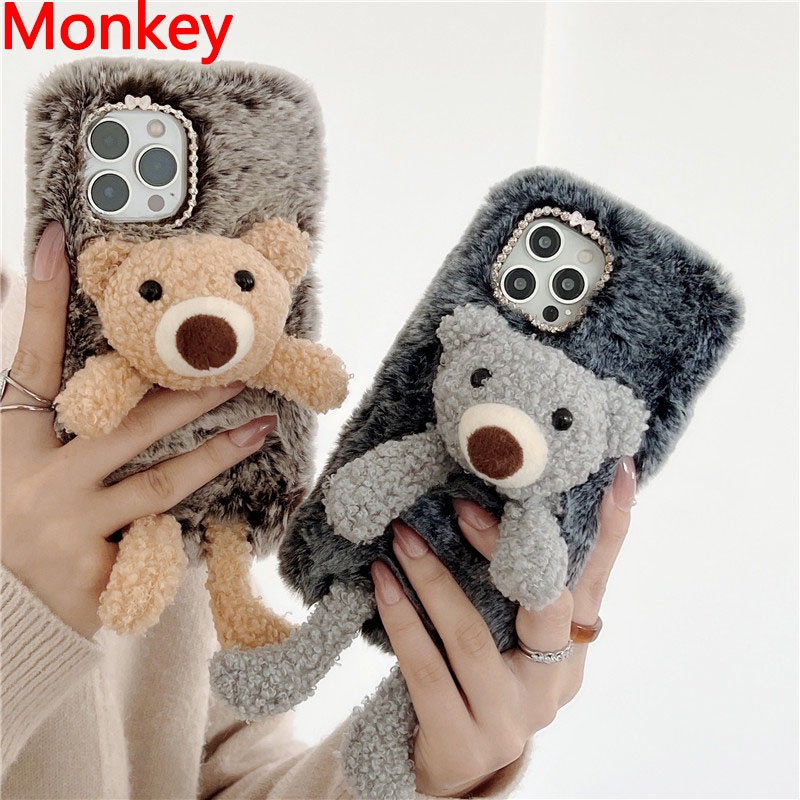 3D Cute Rabbit Fluffy Plush Bear Phone Case For Samsung Galaxy A51 A71 ...