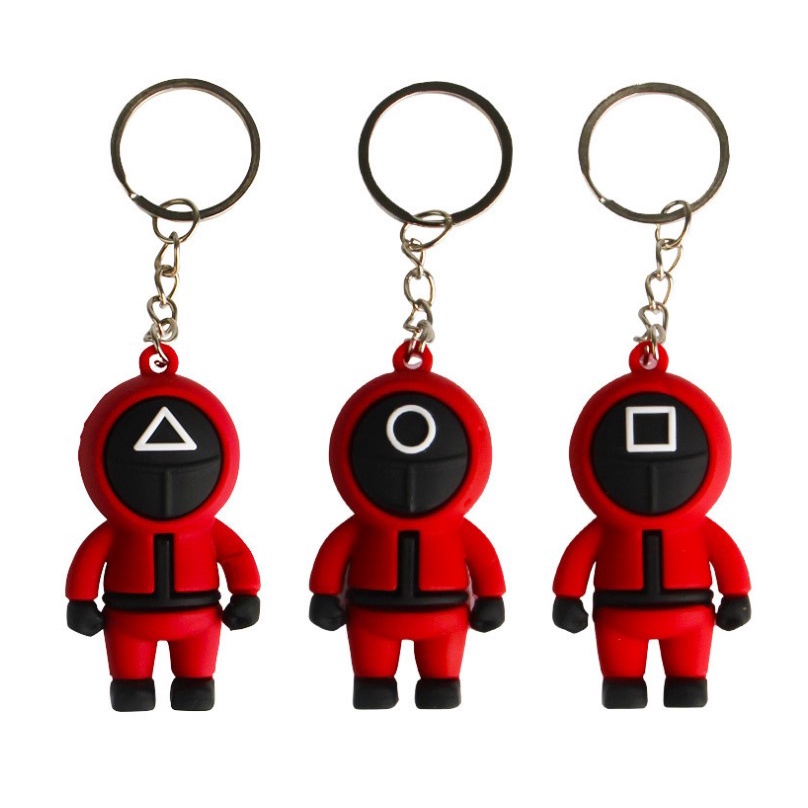 (12)HOT!!! Squid Game Keychain Car Backpack Pendant Red Guard Staff ...