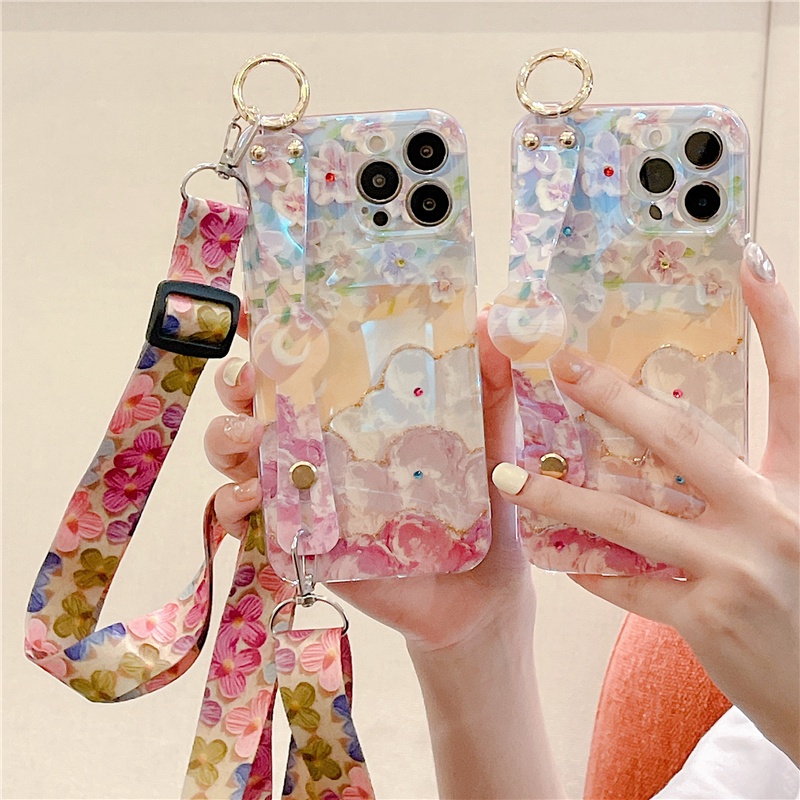 Flower Phone Case for Xiaomi Redmi 9A Note 10 11 11s 11 Pro Wristband ...