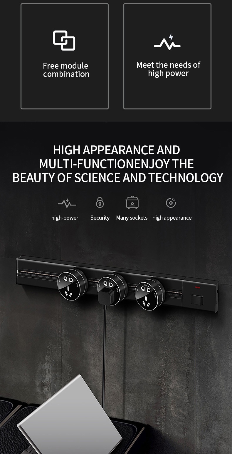 Vollai Movable Power Track Socket Modern Electric Wall Outlet 6500W ...