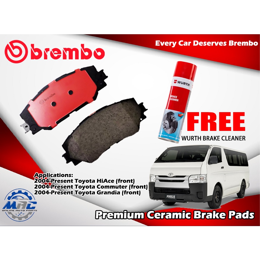 Toyota HIACE 2004-Present Brembo P83139N Ceramic Front Brake Pads ...