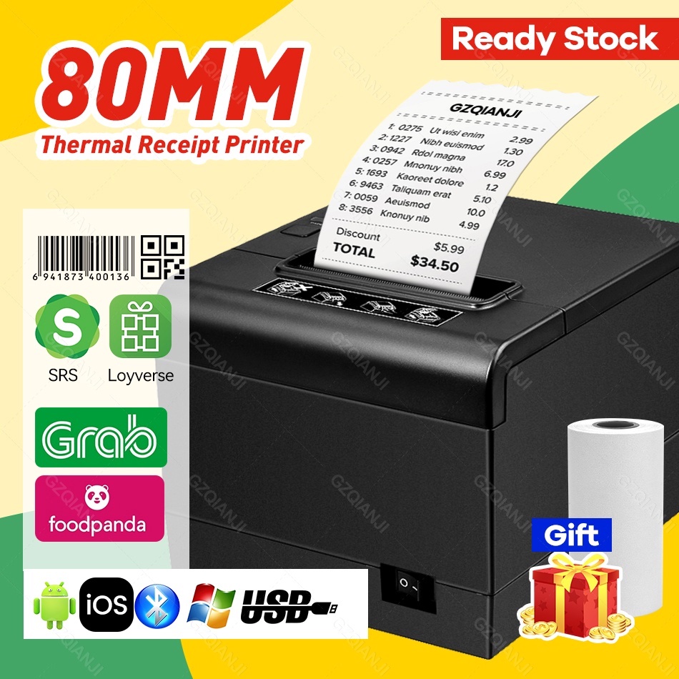 80mm Wifi Bluetooth Thermal Receipt POS Printer With Auto Cutter For ...