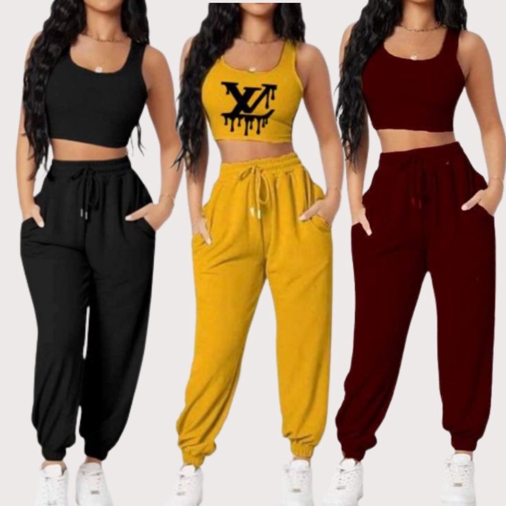 Trendy Terno Crop top and Jogger Coordinate (Thick but soft Fabric ...