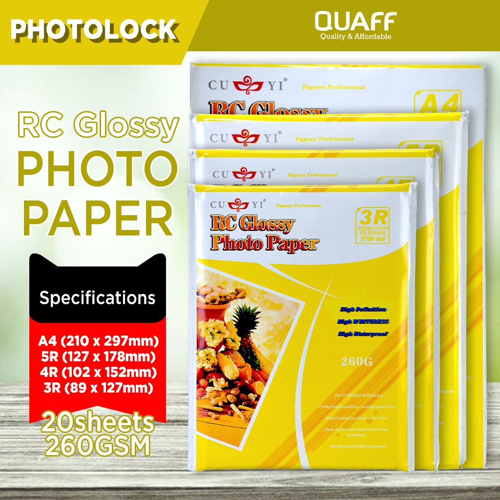 CUYI RC High Glossy Photo Paper , Resin Coated Inkjet Photo Paper A4 ...