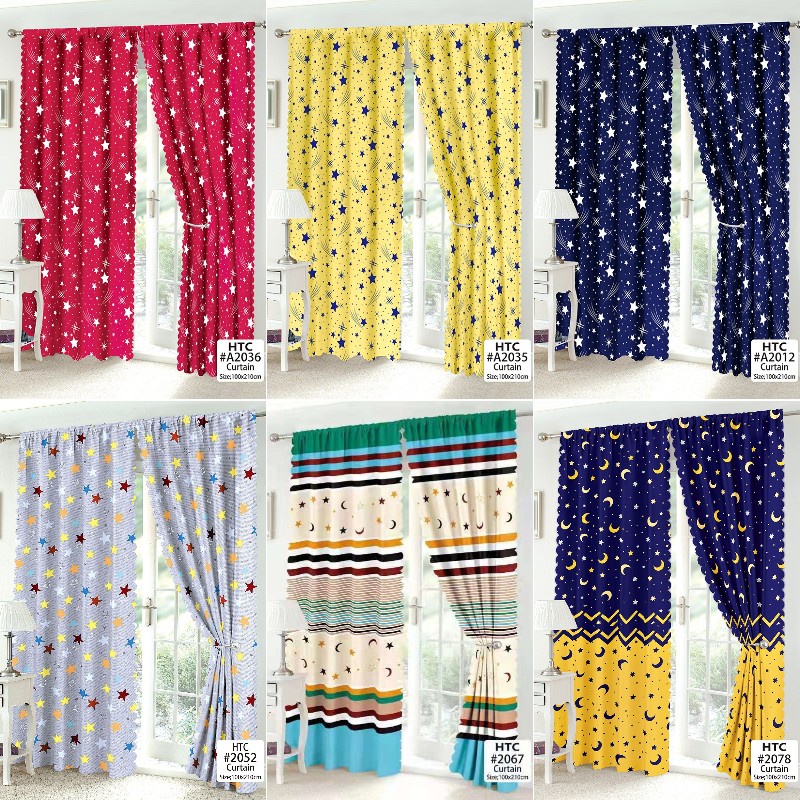 New Sale Curtain Star Design for Window Door Red Blue Yellow Kurtina ...
