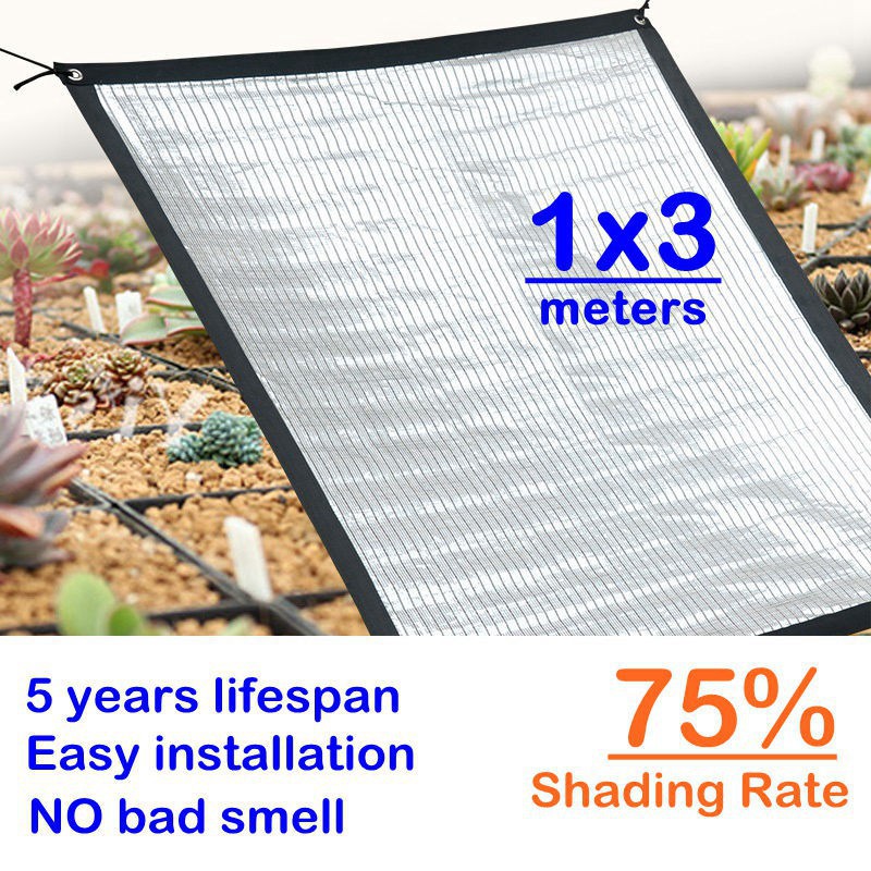 1*3M Outdoor Silver Sun Shade Net Gazebos Aluminum Sun Block Garden ...