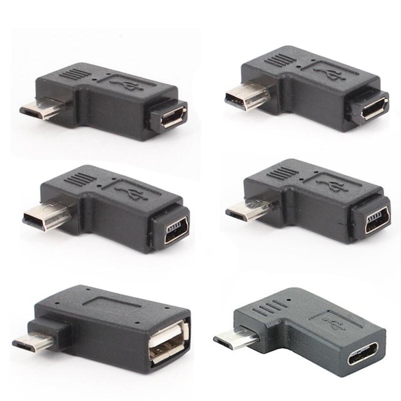 Type-C/Mini/Micro USB 5 Pin Male to Female 90 Degree Angled Extension ...