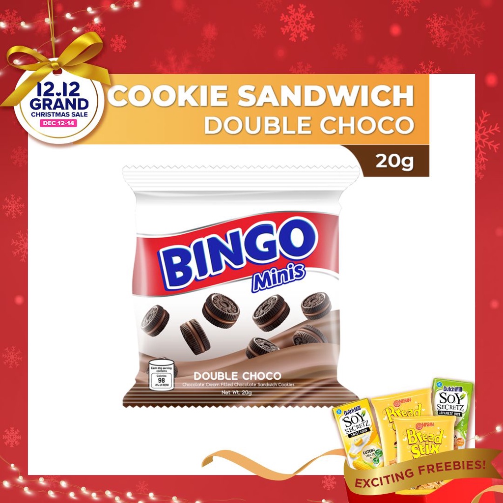 Bingo Cookie Sandwich Double Choco Minis 20g | Shopee Philippines