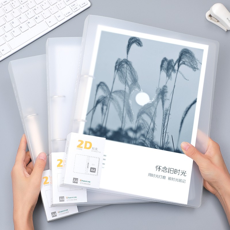file folder 3 and easy to punch the folder A4 transparent color binder ...