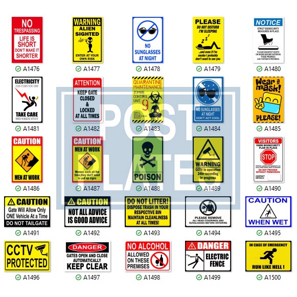 Warning Signs 1476-1500 Signage Aluminum Metal Plates | Shopee Philippines