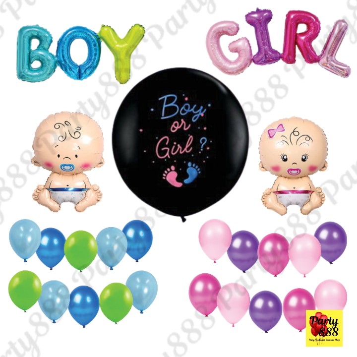 Gender Reveal Boy or Girl party set Baby Shower balloons decoration ...