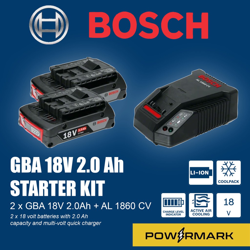 Bosch 18 V Starter Kit (2 x GBA 18V 2.0Ah + AL 1860 CV Professional ...