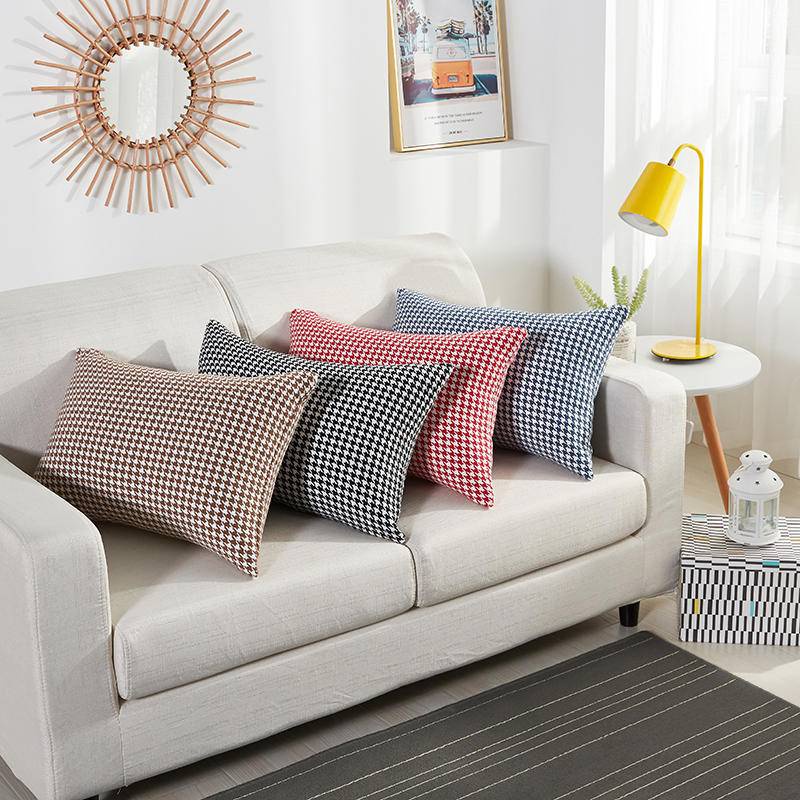 Rectangular Throw Pillow Cover Houndstooth Large Backrest Sofa Hotel ...