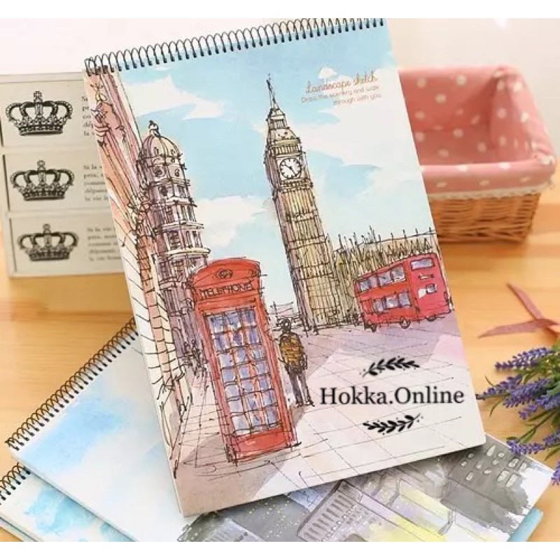 HOKKA Landscape Sketch Book 25pages 25.2*35.5cm Long Size | Shopee ...